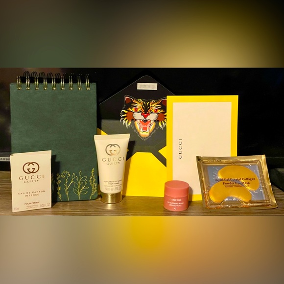 Accessories | Gucci Lotion Stationary Bundle With Lip Mask Eye Strips ...